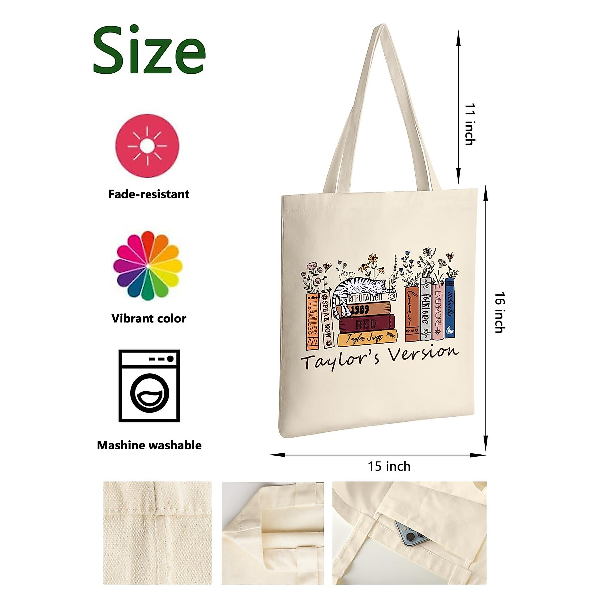 AUSVKAI Cute Canvas Tote Bag Aesthetic For Women Book Book Grocery Bag Cotton Vacation Shopping Beach Totes Gift -Cat