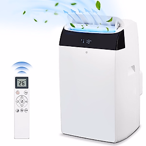 14,000 BTU Portable Air Conditioner Powerful Cooling up to 750 Sq.Ft, 3-in-1 AC Unit with Dehumidifier & Fan Mode Efficient Energy Saving, Ultra-Quiet, Remote Timer Control For Home, Office, School