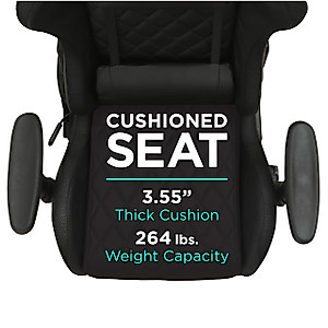 Comfty RGB LED Reclining Diamond Quilted Black Leather Racing Gaming Pillows & Remote Control Chairs, Multicolor