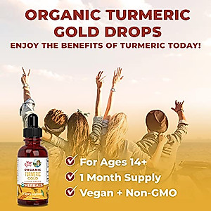 USDA Organic Turmeric Gold Liquid Drops by MaryRuth's | Liquid Herbal Blend | Turmeric Curcumin, Black Pepper, Cassia Cinnamon Bark, Ginger Root | Immune & Digestive Support | Non-GMO, Vegan, 1oz