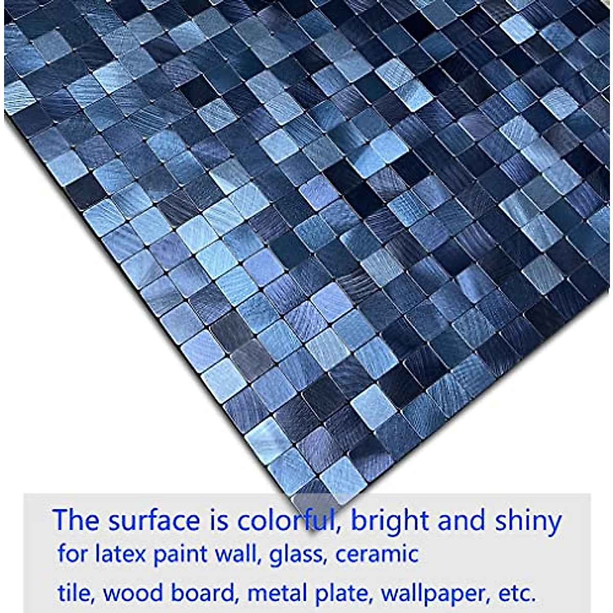 XUANINY 5-Sheet Peel and Stick Backsplash Tiles Dark Blue Surface Aluminum Mosaic Sticker for Kitchen (11.61"x11.61" Per Sheet, Pack of 5pcs) (Dark Blue)