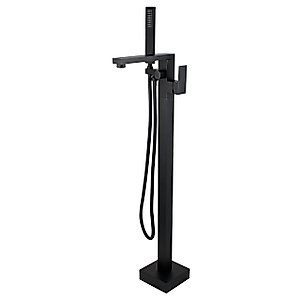 Dowell Freestanding Bathtub Faucet Floor Mounted Brass Bathroom Tub Faucets with Hand Shower,Black-8003 002 10