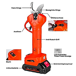 Electric Pruning Shears, Kebtek Professional 18V Cordless Pruner Battery Powered Tree Branch Cutter with 2 Pack 2Ah Lithium Batteries Brushless Motor- 32MM (1.26 Inch)
