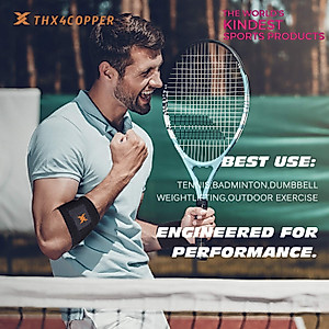 THX4COPPER Infused Adjustable Compression Tennis and Golfer Elbow Support Brace, with Pad for Muscle and Joint Pain Relief, Tendinitis, Carpal Tunnel Syndrome