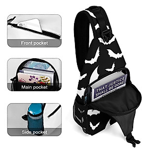 Halloween Pattern with Flying Bats Sling Backpack Chest Bag Crossbody Shoulder Bag Gym Cycling Travel Hiking Daypack For Men Women