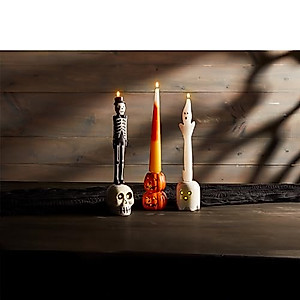 Mud Pie Led Taper Holder, Skeleton, 2.86" Dia x 3" H