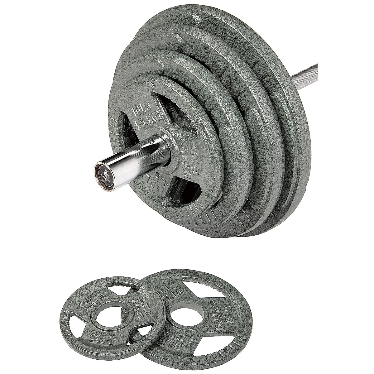 Sporzon! Powergainz Olympic 2-Inch Cast Iron Plate Weight Plate for Strength Training and Weightlifting, Gray POG-2INIP-45X2