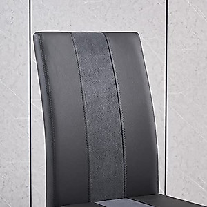 ENJAOUSLF Dining Chairs Set of 4 Faux Leather Kitchen Chairs with Chrome Chairs Upholstered Dining Chairs with High Back Living Room Side Chairs Modern Armless Office Chairs, Gray