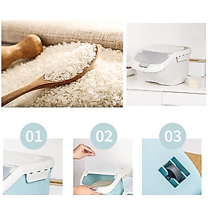 plplaaoo Flip-Top Pantry Storage, Storage Container, Grain Storage Box Waterproof Grain Rice Storage Bin Food Containers Leak Proof Locking Lid,Storage Boxes Plastic for Cereal Pet Food (Grey), St