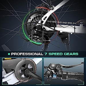 Vivi Electric Bike, 26" Electric Cruiser Bike 500W Ebike Electric Bike for Adults, Removable Battery, Professional 7 Speed E-Bike, Electric City Commuter Bicycle