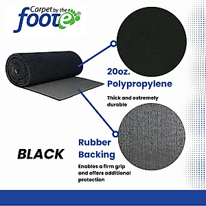 Carpet by the Foote, 20oz Boat Trailer Bunk Carpet, Trailer Guide Carpet, Marine Carpet, Boat Carpet, Bunk Padding, 18"(in.) Wide x 12'(ft.) Long, Black