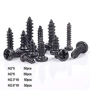 LUANAYUN-PHONE CASE LL-AA 200pcs Pan Head Tapping Screws Set M2 M2.3 M2.6 Round Mini Screw Laptop Computer Screw Cross Wood Screw Set AA-LL (Color : DH PA 200)