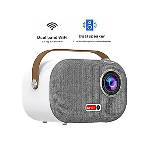 Tanggula Y1 Portable LED Projector + TV Box 2 in 1, Smart Android 9.0 Real Full HD 1080P, 2GB RAM + 32 ROM, Smooth Operating System and Dual Band 2.4G + 5.0G WiFi Bluetooth, Wireless QWERTY Keyboard