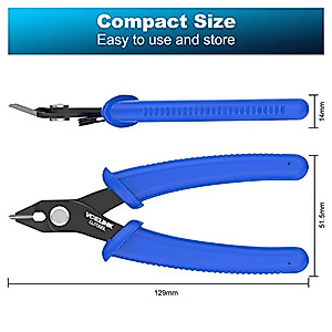 VCELINK Small Wire Cutter Spring-loaded GJ706BL, Precision Flush Cutter Pliers Diagonal Cutters for Electronics, Jewelry Making, Model Craft and 3D Printer, 5-Inch