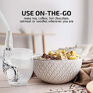 Ovente Electric Stainless Steel Immersion Heater for Tea Coffee & Beverage, 300 Watt Power Portable Submersible Instant Hot Water Warmer, Light Weight Easy Heating & Clean, White Pack of 2 CH3012