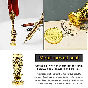 Feather Quill Pen and Ink Set,Writing Quill,Vintage Calligraphy Dip Pen Kit with 17Replacement Nibs,Wax Seal Sticks,Wooden Dip Pen,2 in 1 Seal Stamp Pen Nib Base,Envelope,Letter Opener