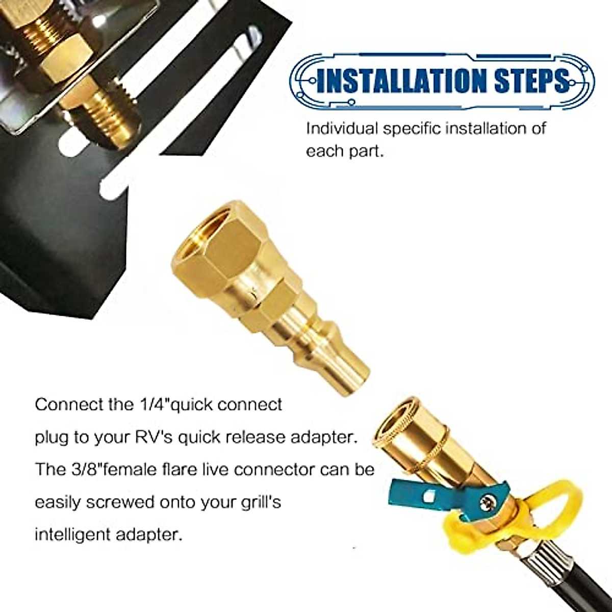 Xastro 1/4'' RV Propane Quick Connect Adapter Fittings LP Quick Connect ...