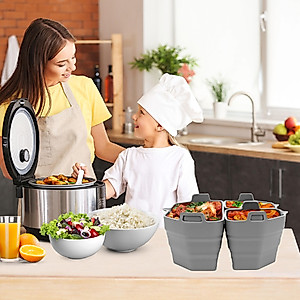 CANIS LYCAON Silicone Slow Cooker Liners Fit Crock Pot 6-8 QT crock pot dividers Allows to cook 3 Meals at once Time | Collapsible & Reusable Silicone Divider Insert, Dishwasher Safe & Leakproof