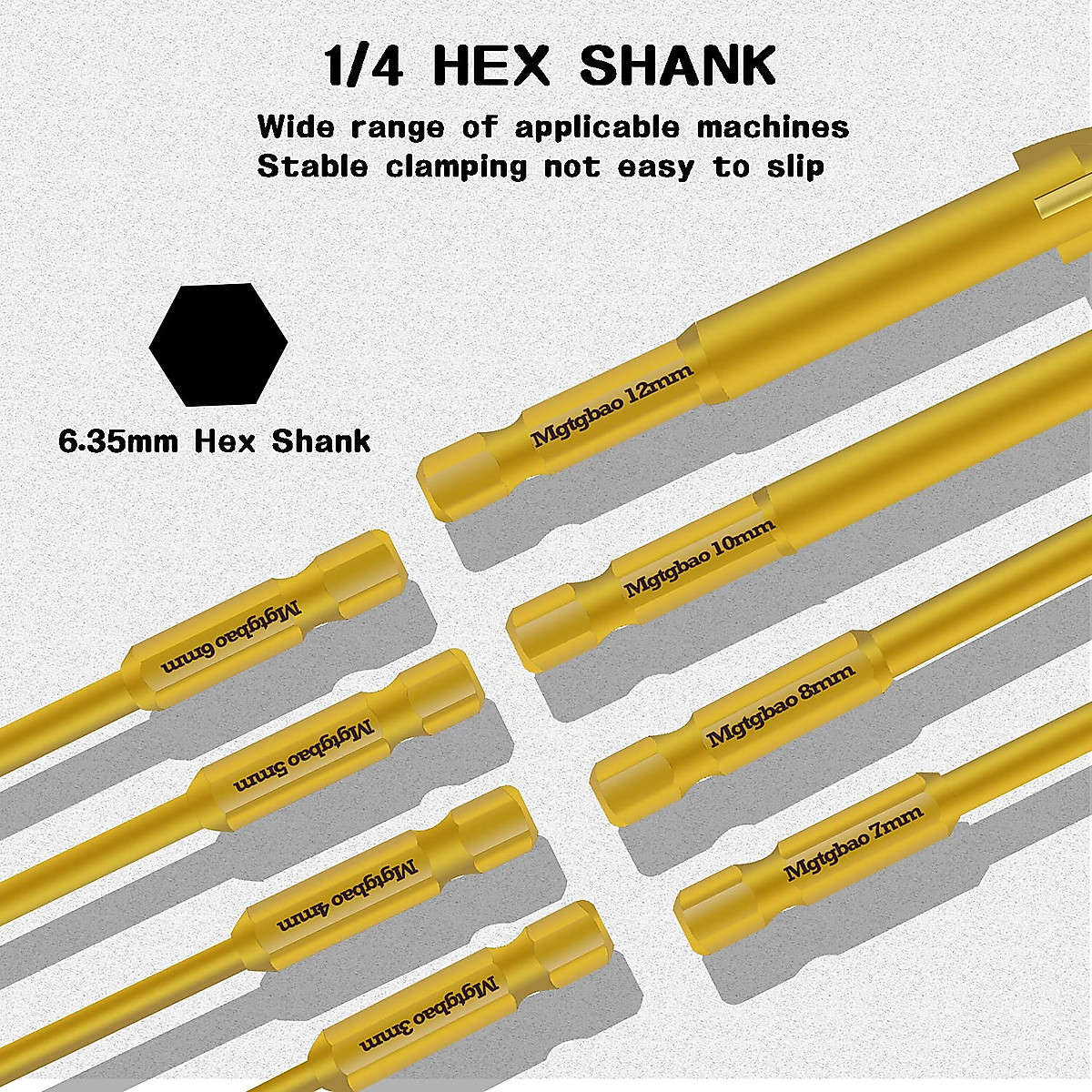 Mgtgbao 8PC Golden Concrete Drill Bit Set, Masonry Drill Bits Set Carbide Tip for Glass, Brick, Tile, Concrete, Plastic and Wood（3mm-12mm）