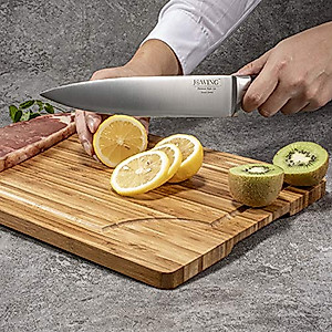 Professional 15-Piece German High Carbon Stainless Steel Kitchen Knife Set, Ocean Series Premium Forged Full Tang Chef Knives Set with Rubber Wood Block, Black