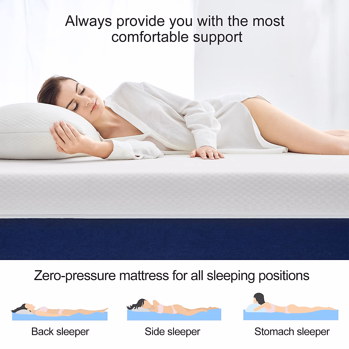 Molblly Queen Mattress, 10 inch Gel Memory Foam Mattress with CertiPUR-US Bed Mattress in a Box for Sleep Cooler & Pressure Relief, Queen