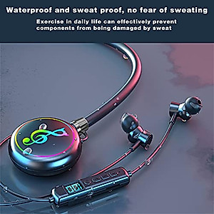Wireless Bluetooth Halter Neck Headphones RGB Led Breathing Lamp Multi-Function Sports Earbuds in-Ear 5.3 Support Sd-Card, 3D Stereo Sound for Sports Gym