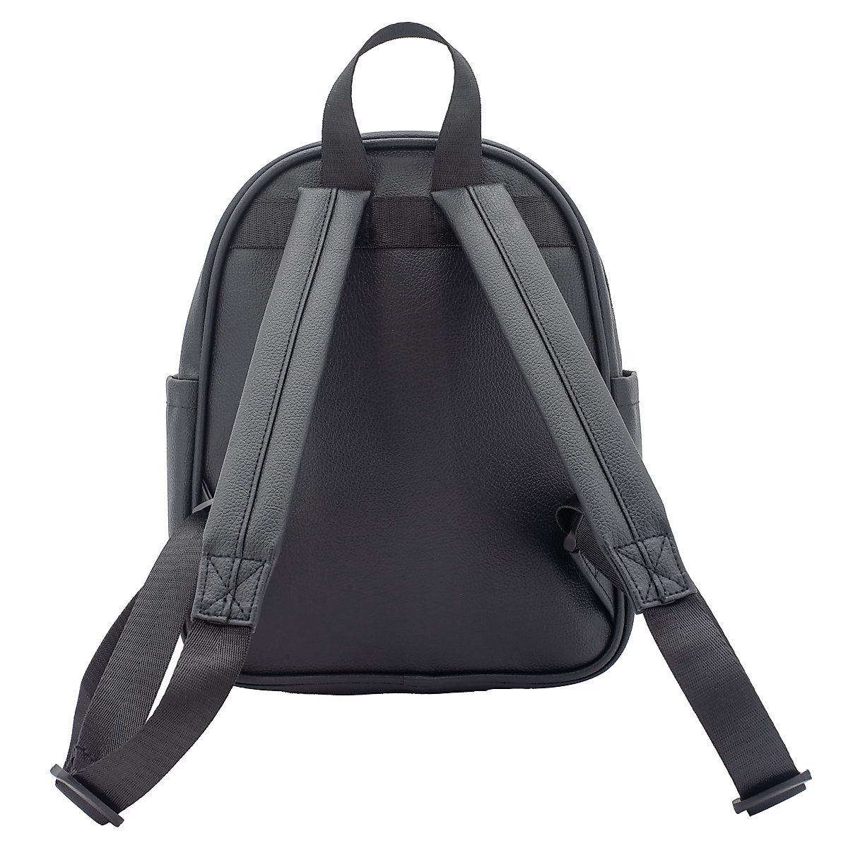 AI ACCESSORY INNOVATIONS Hello Kitty Kuromi Mini PU Backpack Purse, Kawaii Shoulder Bag with Epoxy Filled Metal Bow w/Skull Charm, 10.5 Inch, Anime Travel Bag, Faux Leather