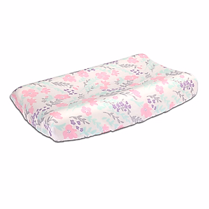 Floral Changing Pad Cover in Pink, Mint, Purple and Grey by The Peanut Shell