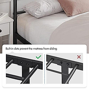 Yaheetech Queen Size Bed Frame Metal Platform Bed Mattress Foundation with Cloud-Inspired Design Headboard/Footboard/Ample Under Bed Storage/No Box Spring Needed/Queen Size Black