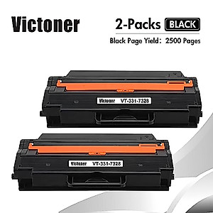 VICTONER Compatible B1260dn B1265dfw Toner Cartridge Replacement for Dell 331-7328 B1260 B1265 for Dell 1260 B126x Printer Ink (Black, 2-Pack)