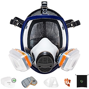 AirGearPro G-750 Respirator Full Face Mask with A1P2 Filters Anti-Gas, Anti-Dust | Gas Mask Ideal for Painting, Woodworking, Construction, Sanding, Spraying, Chemicals, DIY etc
