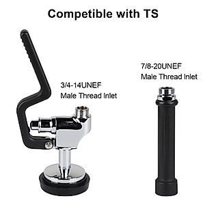 KWODE Pre-Rinse Spray Valve Replacement Head with Handle Grip Assembly for Commercial Kitchen Faucet 1.42 GPM High Pressure Commercial Dishwasher Hose Sprayer Nozzle for Restaurant Industrial Kitchen