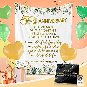 50th Anniversary Blanket Gifts with Gifts Box, 50th Anniversary Wedding Gifts for Parents Couple Friends, Gifts Ideas for 50th Anniversary, 50th Anniversary Decorations Blanket Gifts for Him Her
