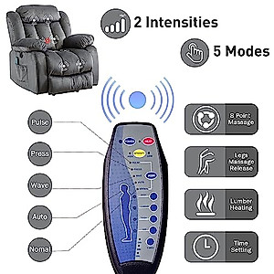 Phoenix Home Overstuffed Power Lift Recliner, Light Grey