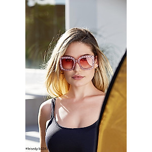 FEISEDY Women Sparkling Crystal Sunglasses Oversized Square Thick Frame B2283