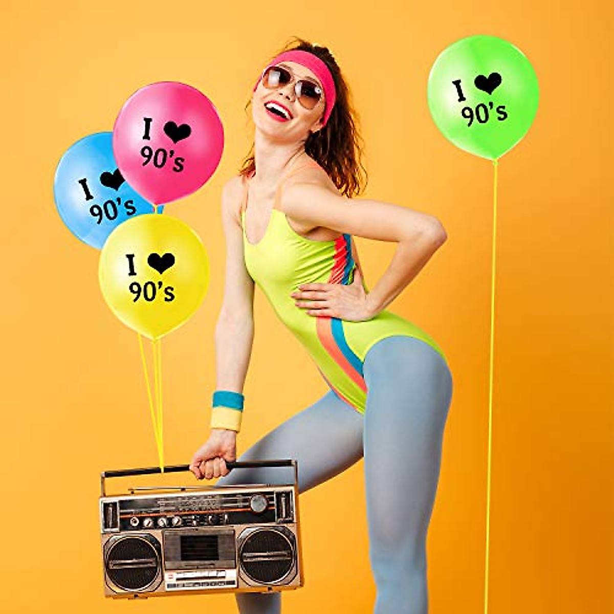 90s Themed Party Balloons - Bright “I Love 90s” Latex Pack