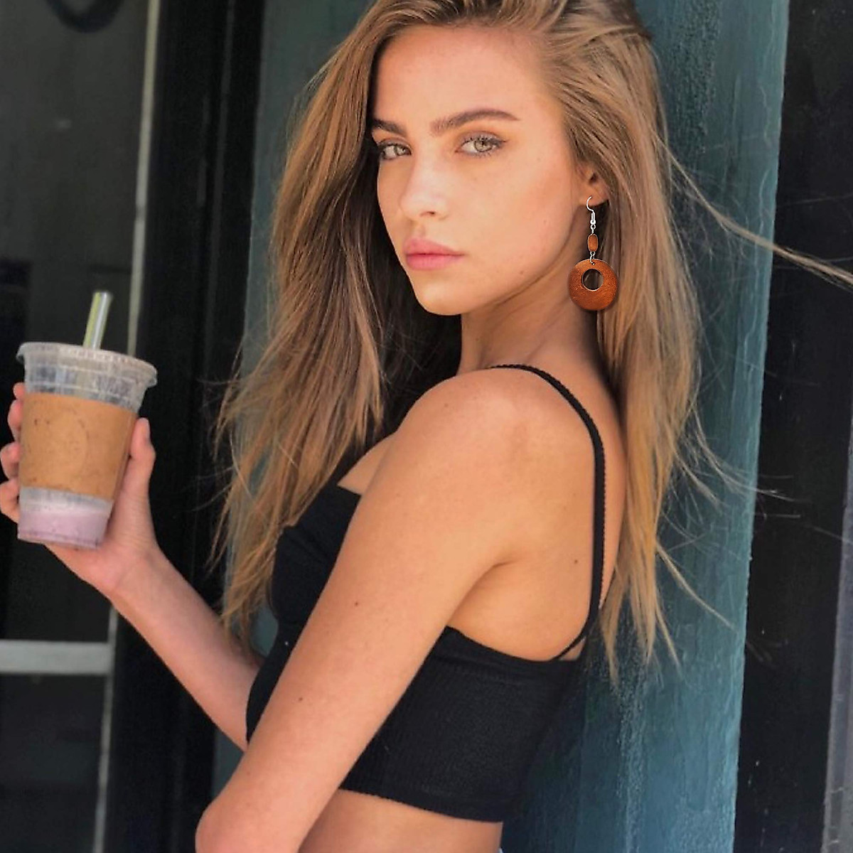 Udalyn 9 Pairs Wooden Earrings for Women African Natural Wooden Dangle Earrings Lightweight Drop Earrings Ethnic Statement Drop Earrings Set