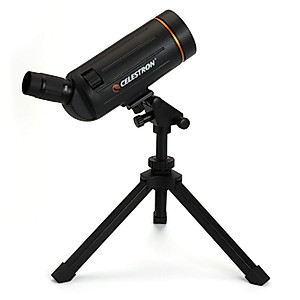 Celestron – Mini MAK 70mm Angled Spotting Scope – Maksutov Spotting Scope – Great for Long Range Viewing – 25–75x Zoom Eyepiece – Multi-Coated Optics – Rubber Armored – Tabletop Tripod Included,Black