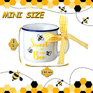 Bee Fall Theme Tiered Tray Decor Mini Coffee Mug Ceramic Bee Maple Coffee Mug Farmhouse Coffee Station Decor Bee Maple Coffee Cup for Coffee Bar Decor Birthday Gift, 3 Styles, 2 x 2.8 Inches(Bee)