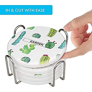 iziusy 2 Pieces 4.5 Inch Stainless Steel Coasters Holder Storage for Both Round and Square Coasters, Hold Up 4 to 7 Coasters