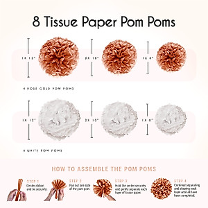 EpiqueOne 41-Piece Rose Gold 30th Birthday Decorations for Women | Includes Happy Birthday Banner, Cake Topper, Tissue Pom Poms & More | Easy to Set Up | Also Ideal for Bridal and Baby Showers & More