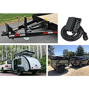 7 Pin Trailer Plug Wiring Harness （6ft）with 7 Gang Waterproof Junction Box, Heavy Duty 7 Way RV Trailer Replacement Wiring Harness Kit