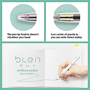 ZEBRA BLEN Emulsion ballpoint pen Black body 0.7mm (black ink) pack of 5 with DAVINCIPEN Acrylic Pen Holder clear