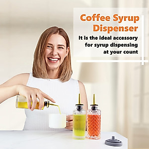 Syrup Dispenser Bottles Set 3 Packs 5 OZ Simple Small Syrup Bottles Set with Upgrade Metal Pour Spout SC057 (3 Pack)