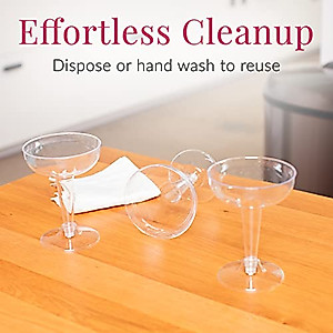Prestee 24 Clear Plastic Coupe Glasses, 4oz - Champagne Glasses Plastic Disposable, Disposable Margarita Glasses Plastic, Martini, Mimosa, Cocktail Cups, Taco Party, Cinco de Mayo Party Decorations