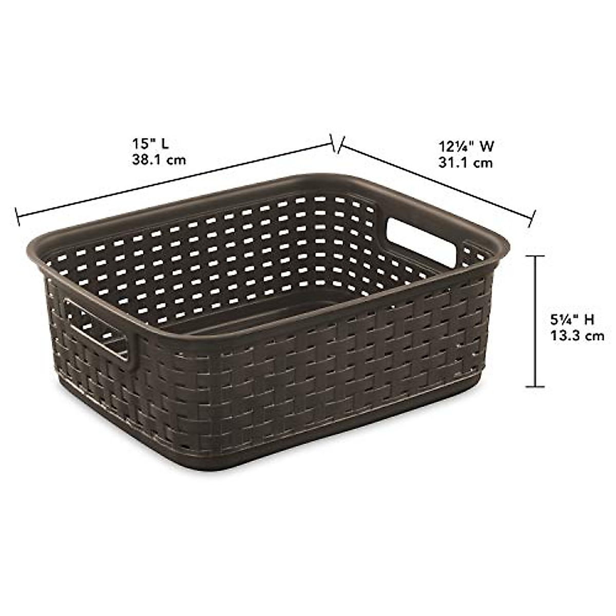 Sterilite 12726P06 Short Weave Basket, Espresso, 6-Pack