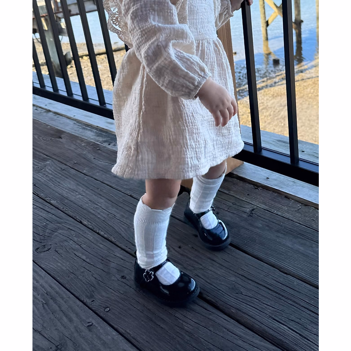 Zando Toddler Knee High Socks Girls White Ruffle Thigh High Stockings Kids Baby Knee High Tube Socks Cotton Breathable White Socks for Toddlers Girls 18-24 Months Milk White 1Pack 12-24 Months