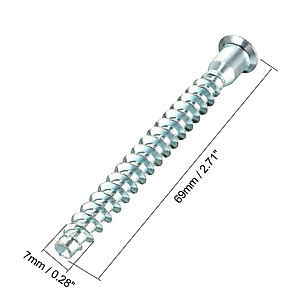 uxcell Furniture Confirmat Screw 7x69mm Hex Socket Wood Screws Zinc Plated 20pcs