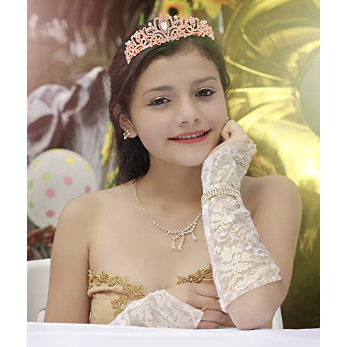 Sparkling Crystal Princess Tiaras for Women Crown Queen Fashion Headband for Wedding Birthday Bride Bridal Prom Party Valentines Mothers Day Gifts Rose Gold