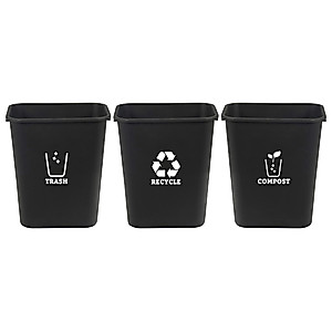 XTRAYXRAY Trash Recycle Compost Stickers Set of 3 Recycle Vinyl Decal Sticker for Trash Can, Compost Bin, Recycle Bin Symbol to Organize Garbage containers or Trash cans (White, 5 Inch)